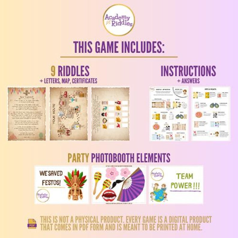 Printable Escape Room Kit, Party Edition, Escape Room for Kids, Print ...