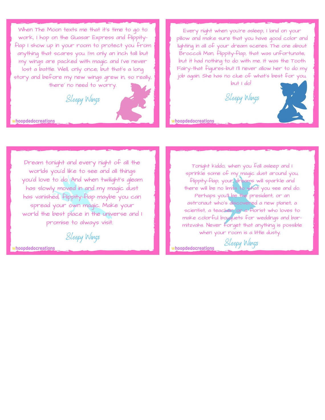 Sleepy Wings Notes for Children, Bedtime Notes, Night Time Notes ...