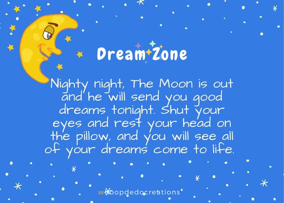 Dream Zone Notes for Kids 1 Bedtime Notes Encouragement | Etsy