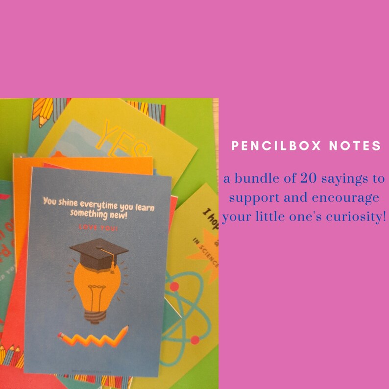 Pencilbox Notes for Kids, School, Encouragement Notes, Printable Notes ...