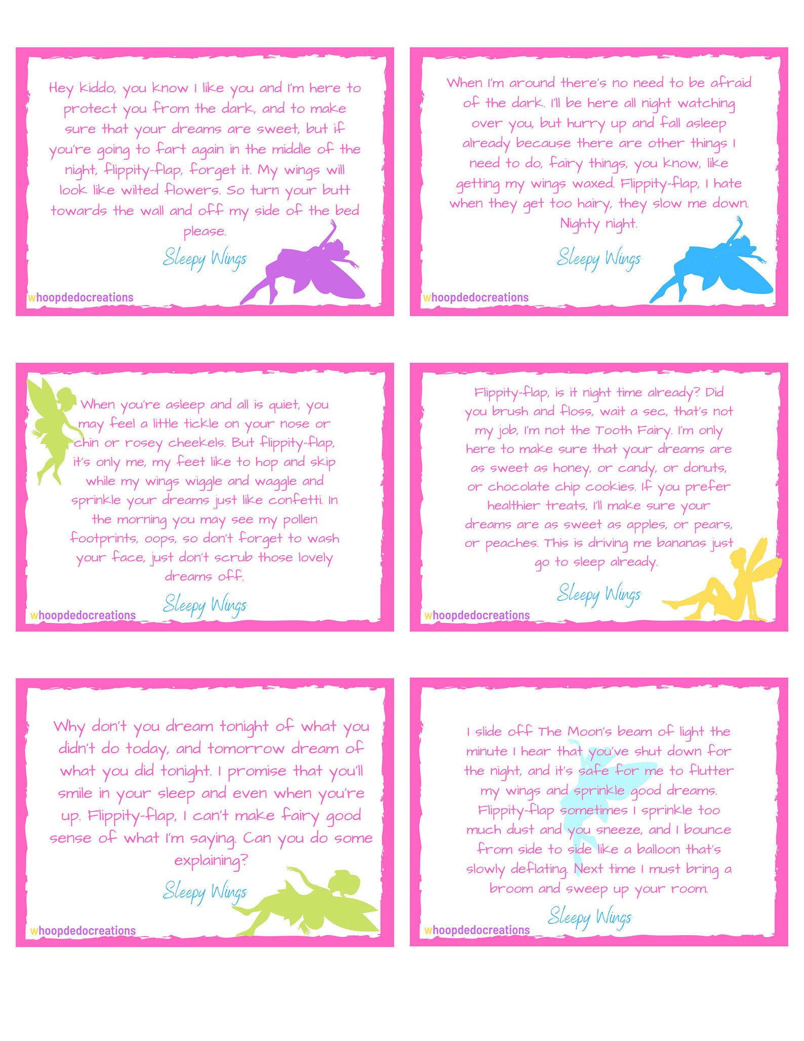 Sleepy Wings Notes for Children, Bedtime Notes, Night Time Notes ...