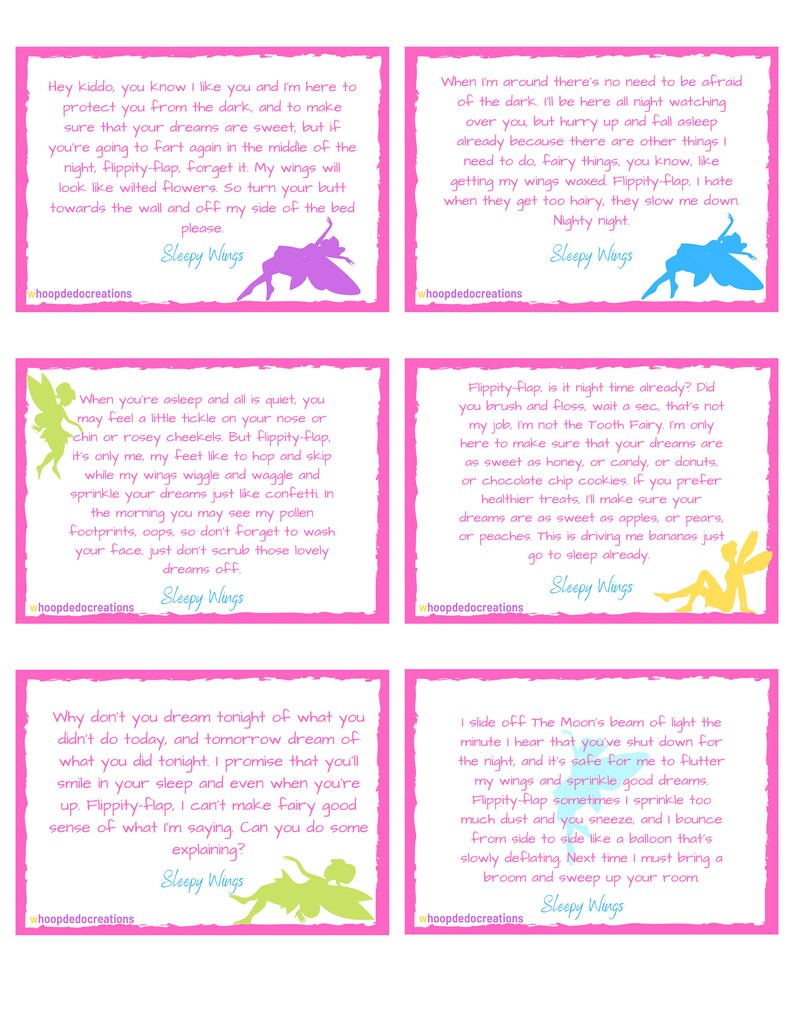 Sleepy Wings Notes for Children, Bedtime Notes, Night Time Notes ...