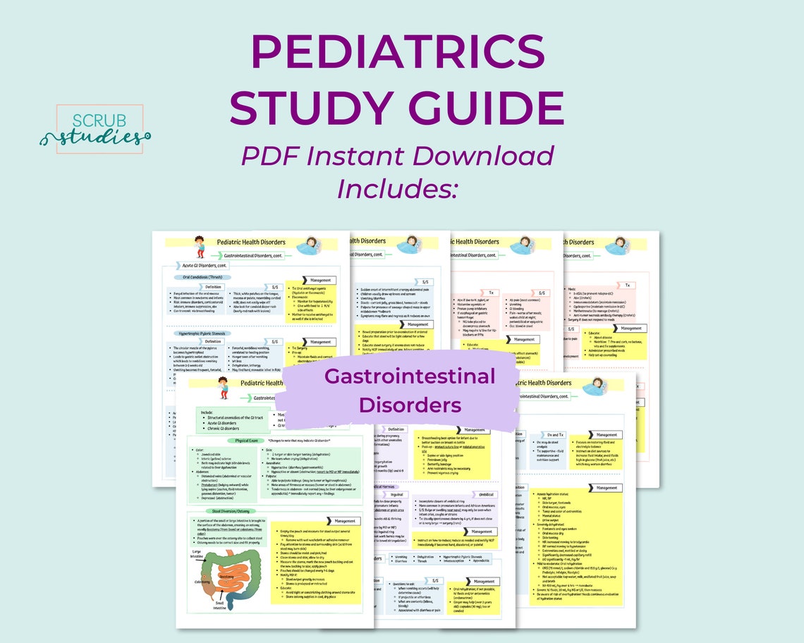 Pediatrics Study Guide Nursing Student Study Guide Digital - Etsy