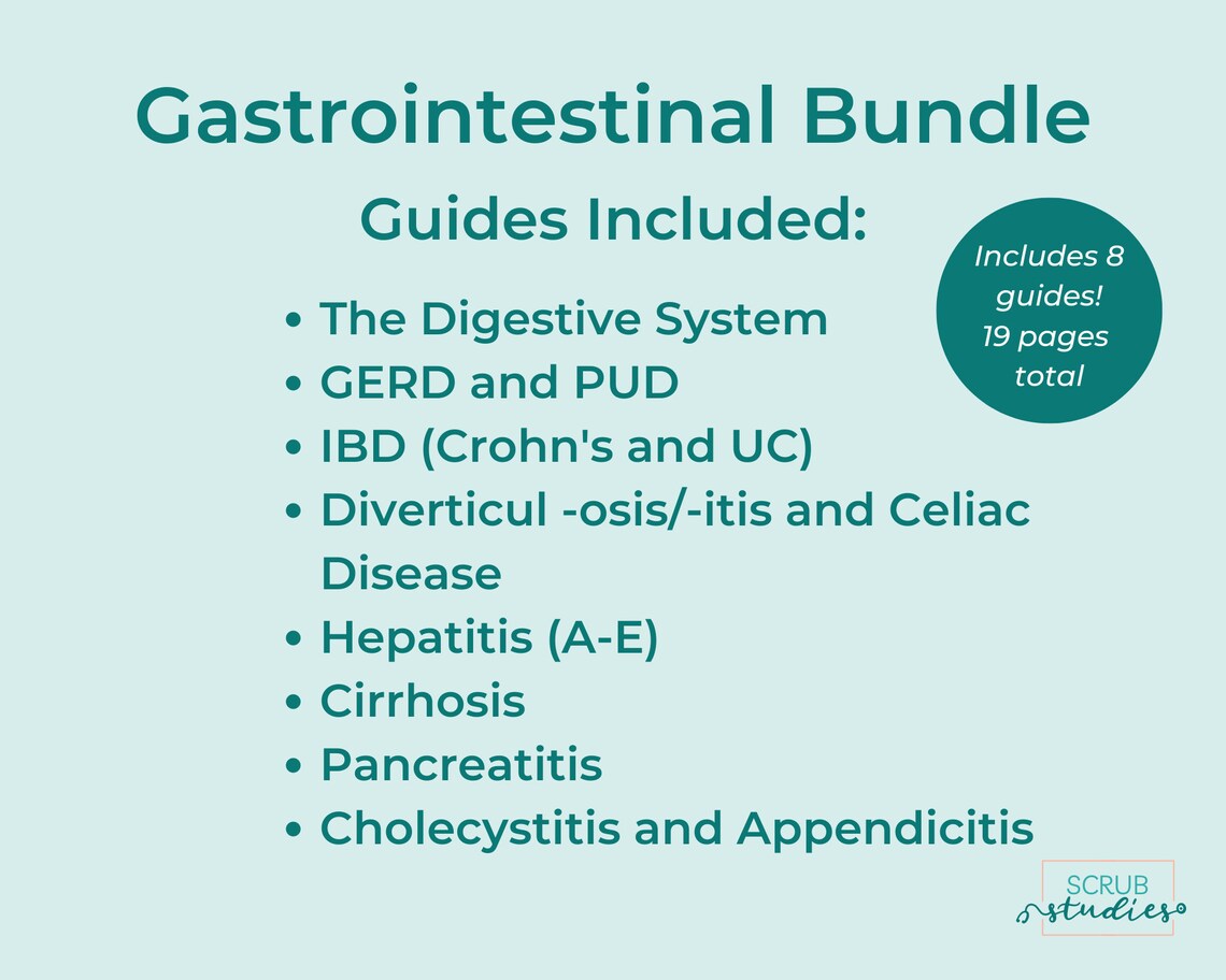 Gastrointestinal Bundle Nursing Study Guide GI Bundle - Etsy