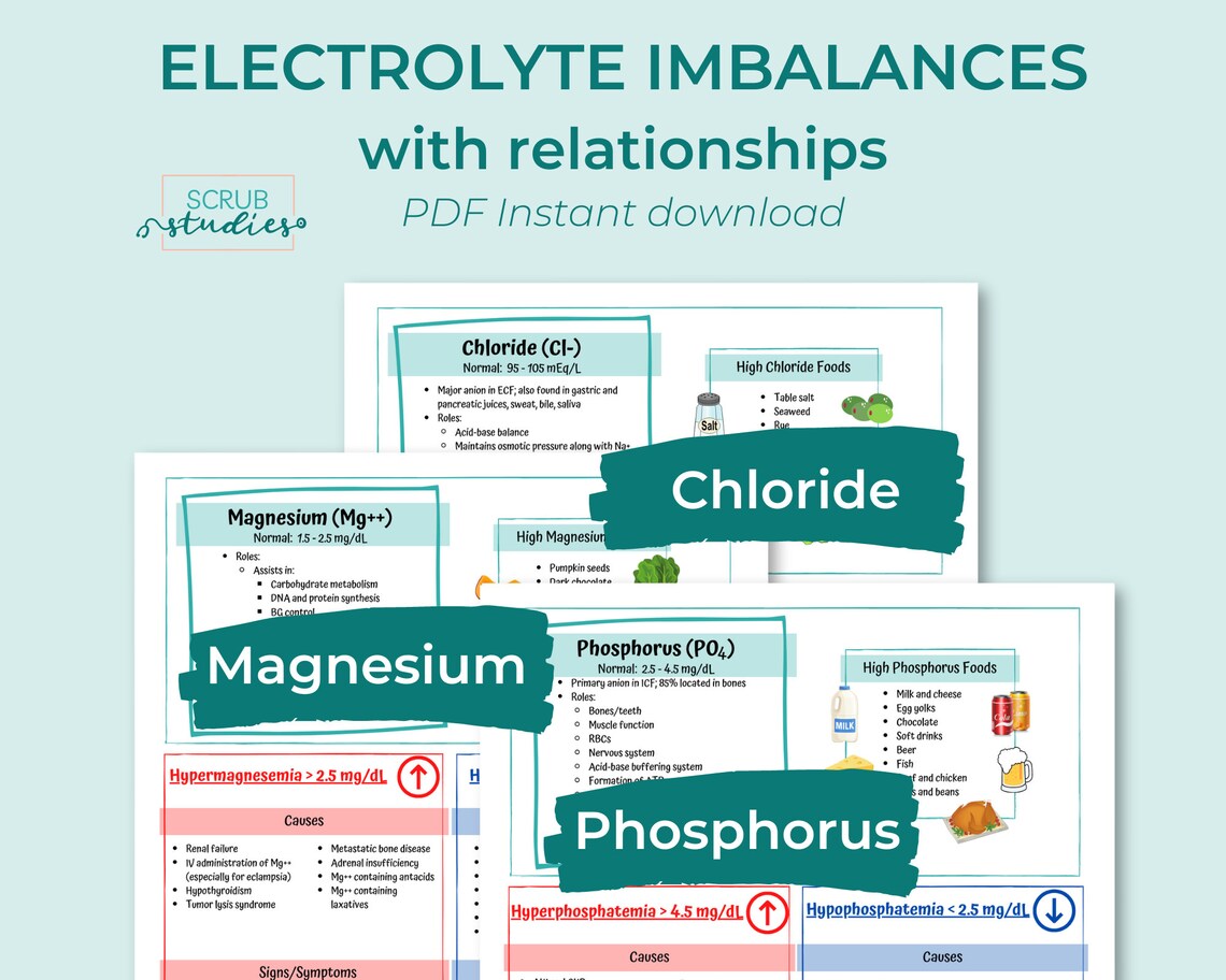 Electrolyte Imbalances Study Guide | Nursing Study Guides | Digital ...