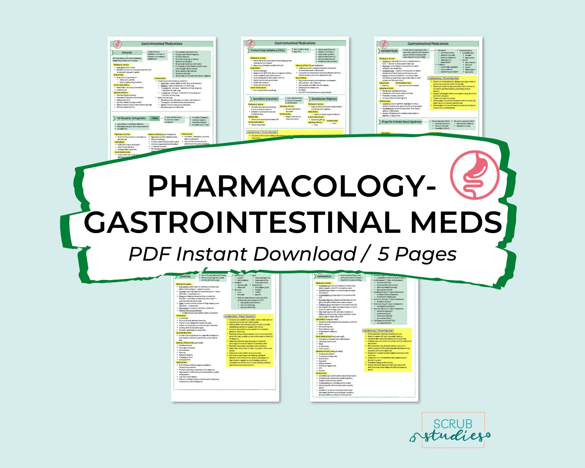 Pharmacology Gastrointestinal Meds | Nursing Student Study Guide ...
