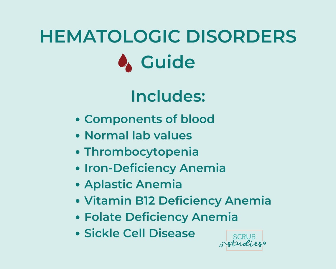 Hematologic Disorders Study Guide | Hematology | Nursing Study Guides ...