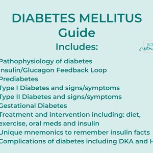 Diabetes Mellitus Nursing Study Guide Digital Download | Etsy