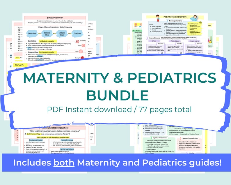 Maternity and Pediatrics Study Guide Bundle Nursing Student - Etsy
