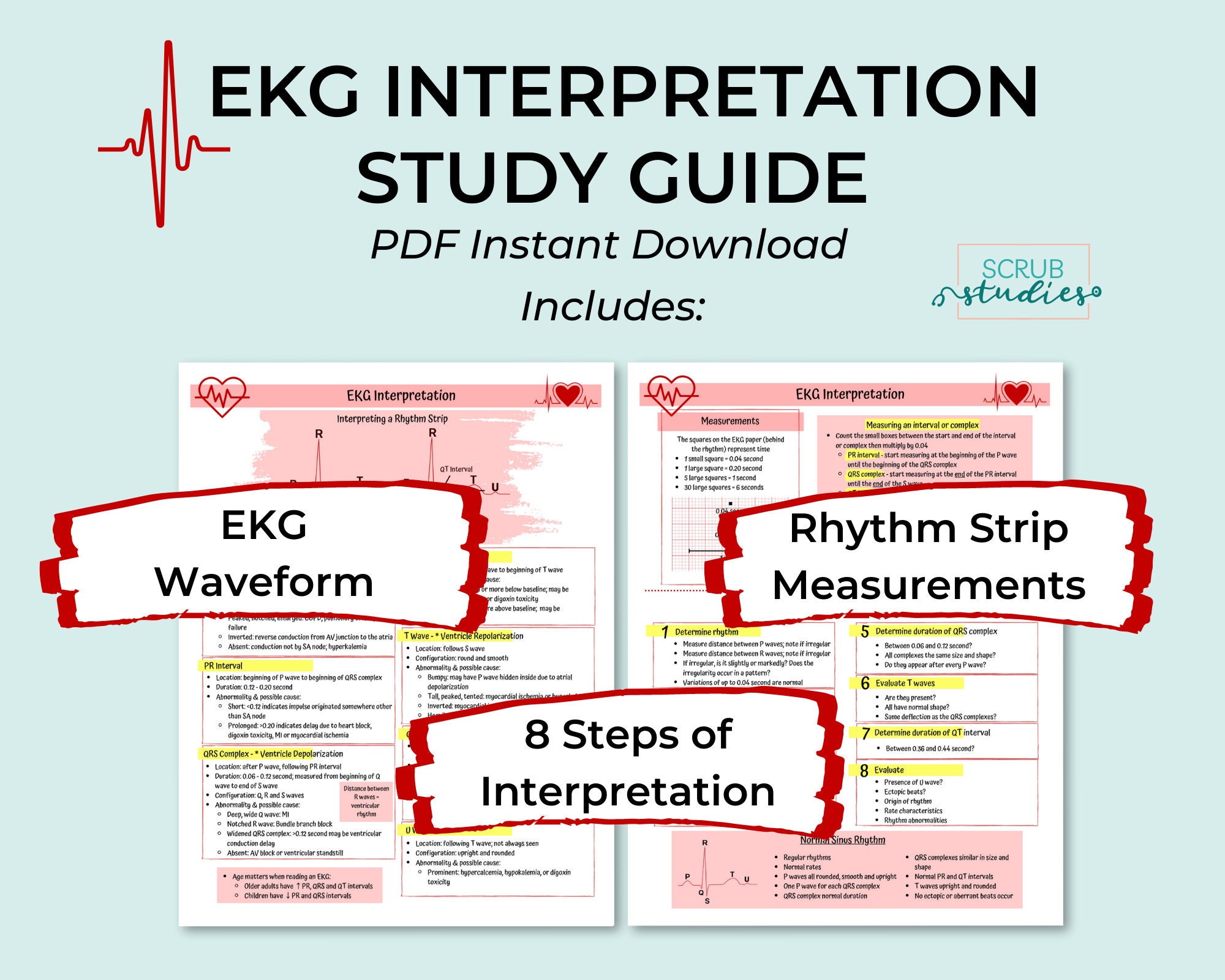 EKG Interpretation Study Guide EKG Arrhythmias ECG - Etsy