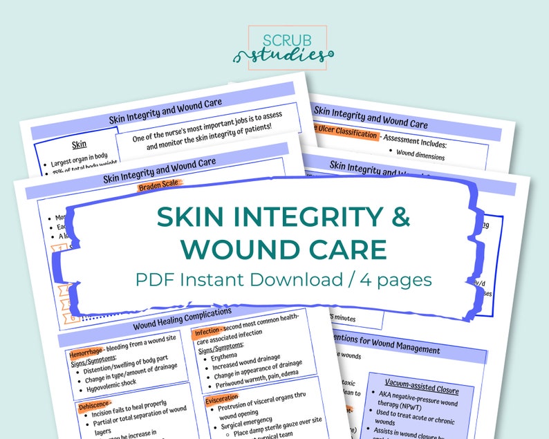 Skin Integrity and Wound Care | Nursing Student Study Guide | Nursing ...
