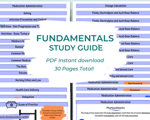Fundamentals Study Guide Nursing Student Digital Download - Etsy