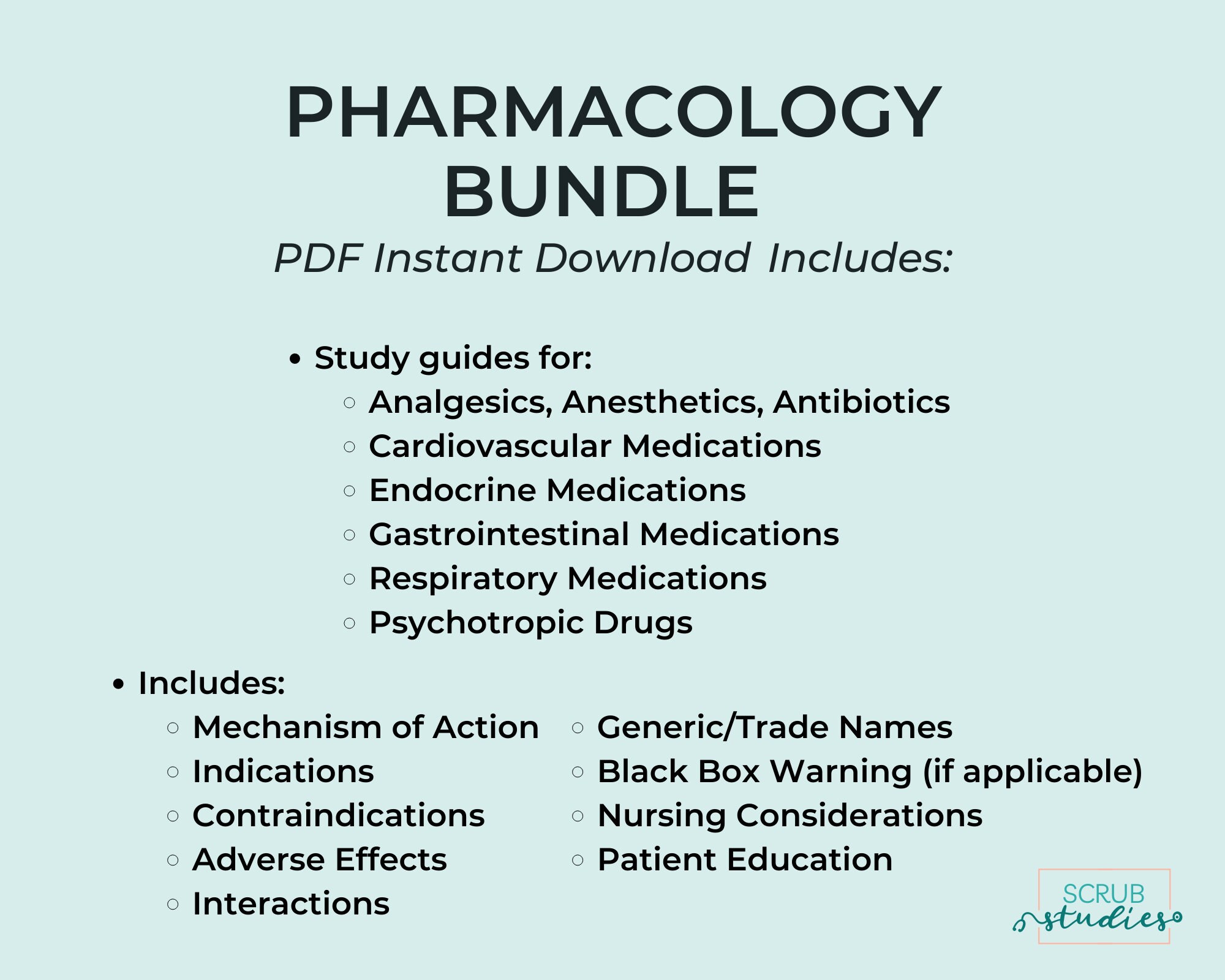 Pharmacology Bundle Nursing Student Study Guide - Etsy