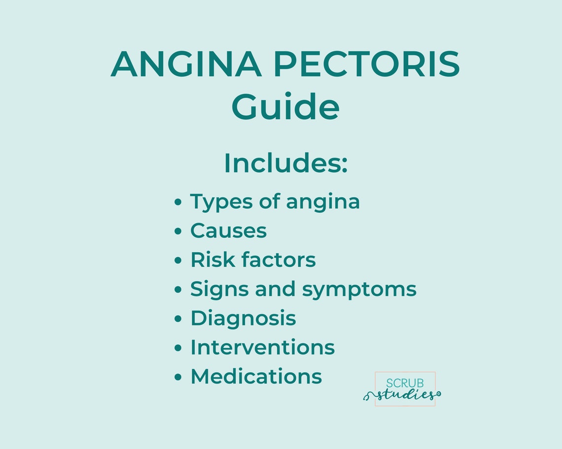 Angina Pectoris Study Guide Digital Download Nursing Study Guide ...