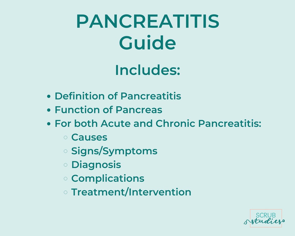 Pancreatitis Study Guide Nursing Study Guide Digital - Etsy