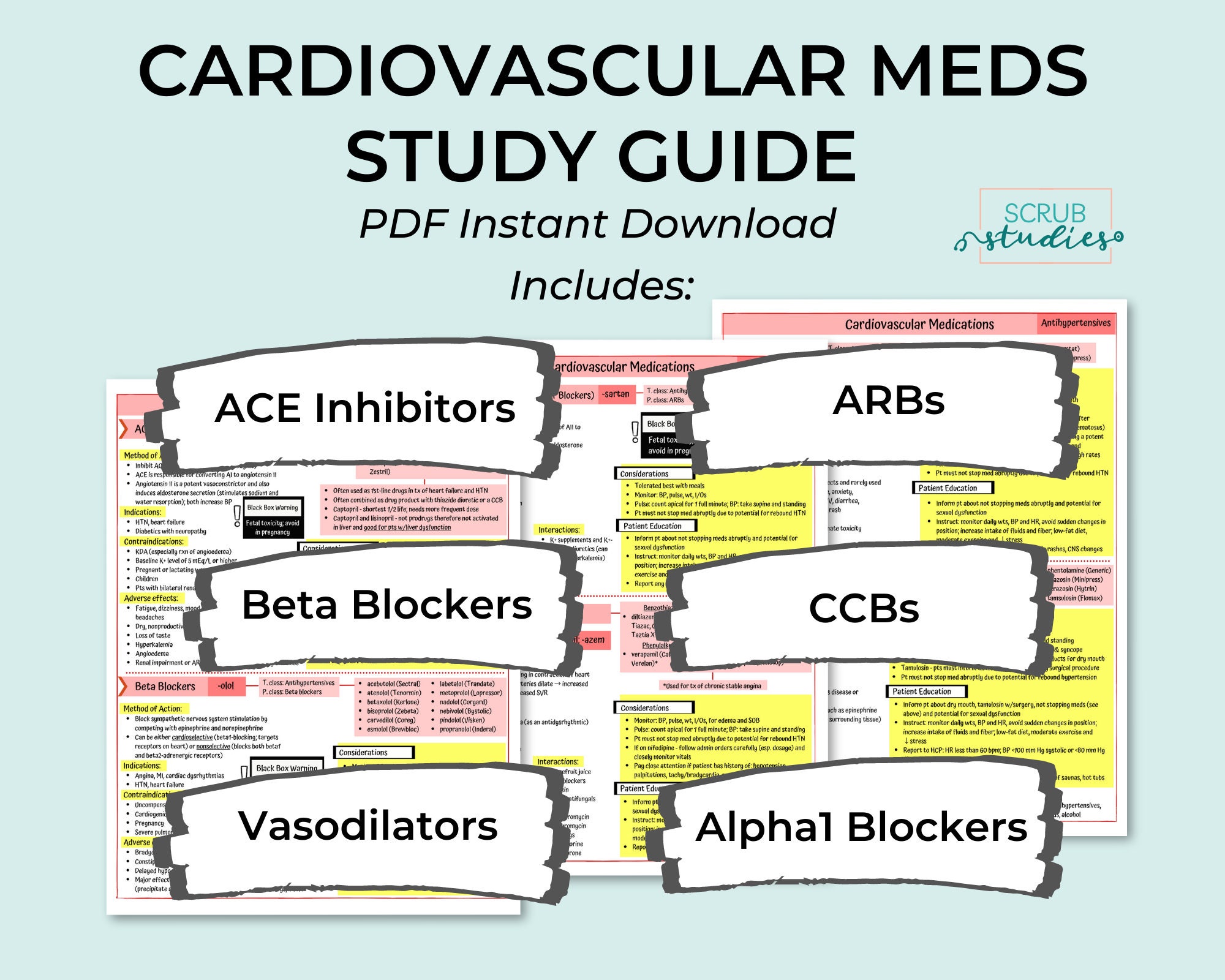 Pharmacology Cardiovascular Medications Nursing Student - Etsy