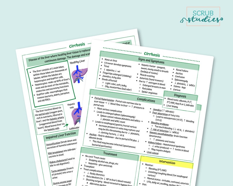 Cirrhosis Study Guide Nursing Study Guide Digital Download - Etsy