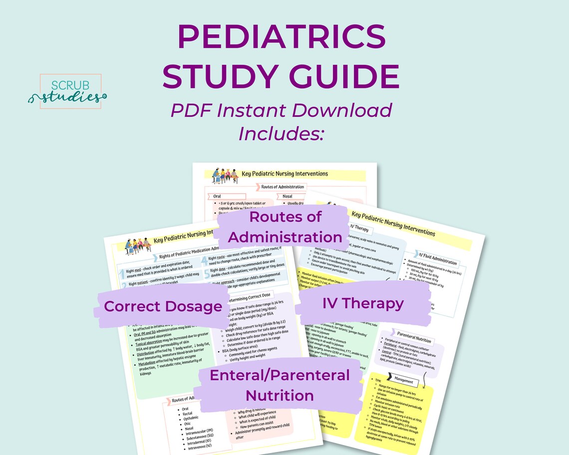 Pediatrics Study Guide Nursing Student Study Guide Digital - Etsy