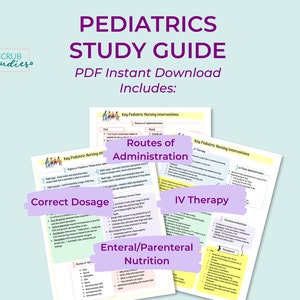 Pediatrics Study Guide Nursing Student Study Guide Digital - Etsy