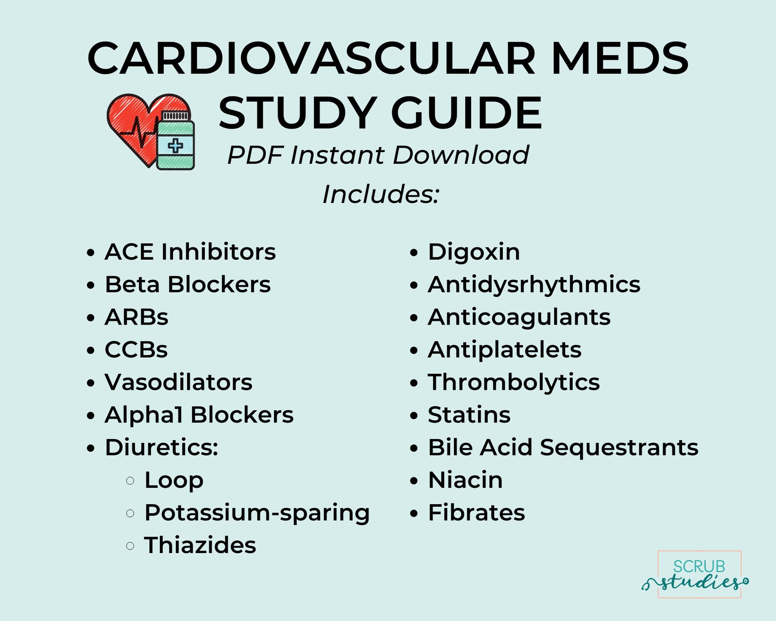 Pharmacology Cardiovascular Medications Nursing Student - Etsy