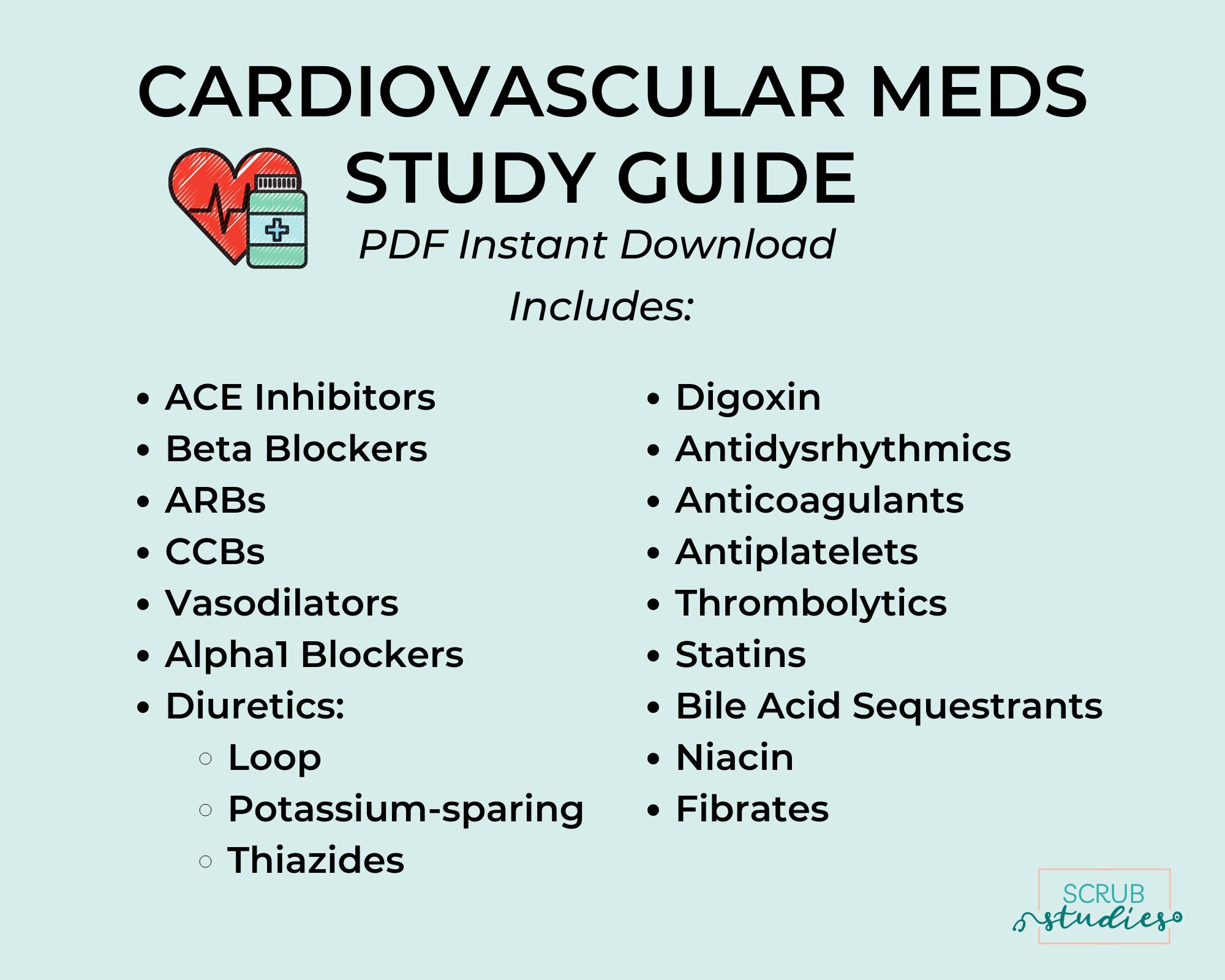 Pharmacology Cardiovascular Medications Nursing Student - Etsy