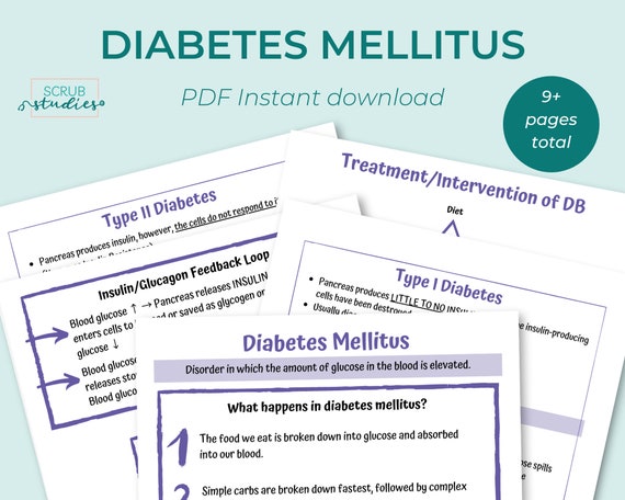 Diabetes Mellitus Nursing Study Guide Digital Download | Etsy