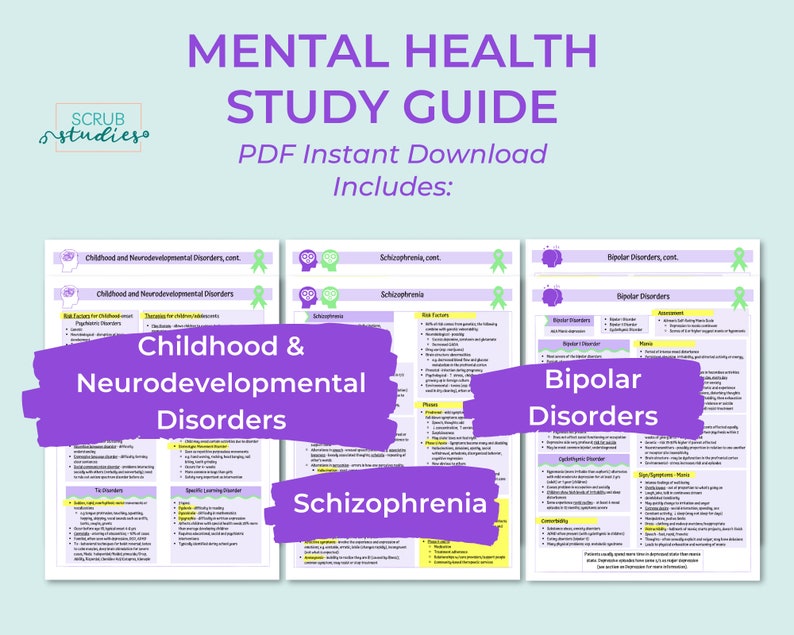 Psychiatric-mental Health Study Guide Nursing Student Study - Etsy