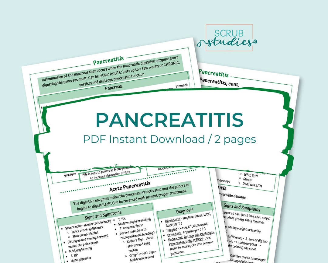 Pancreatitis Study Guide | Nursing Study Guide | Digital Download ...