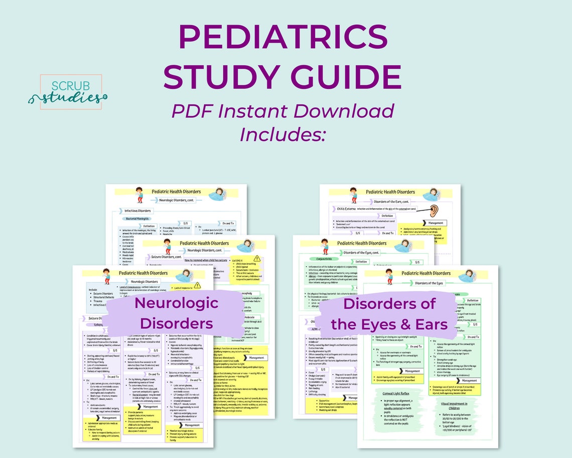 Pediatrics Study Guide Nursing Student Study Guide Digital - Etsy