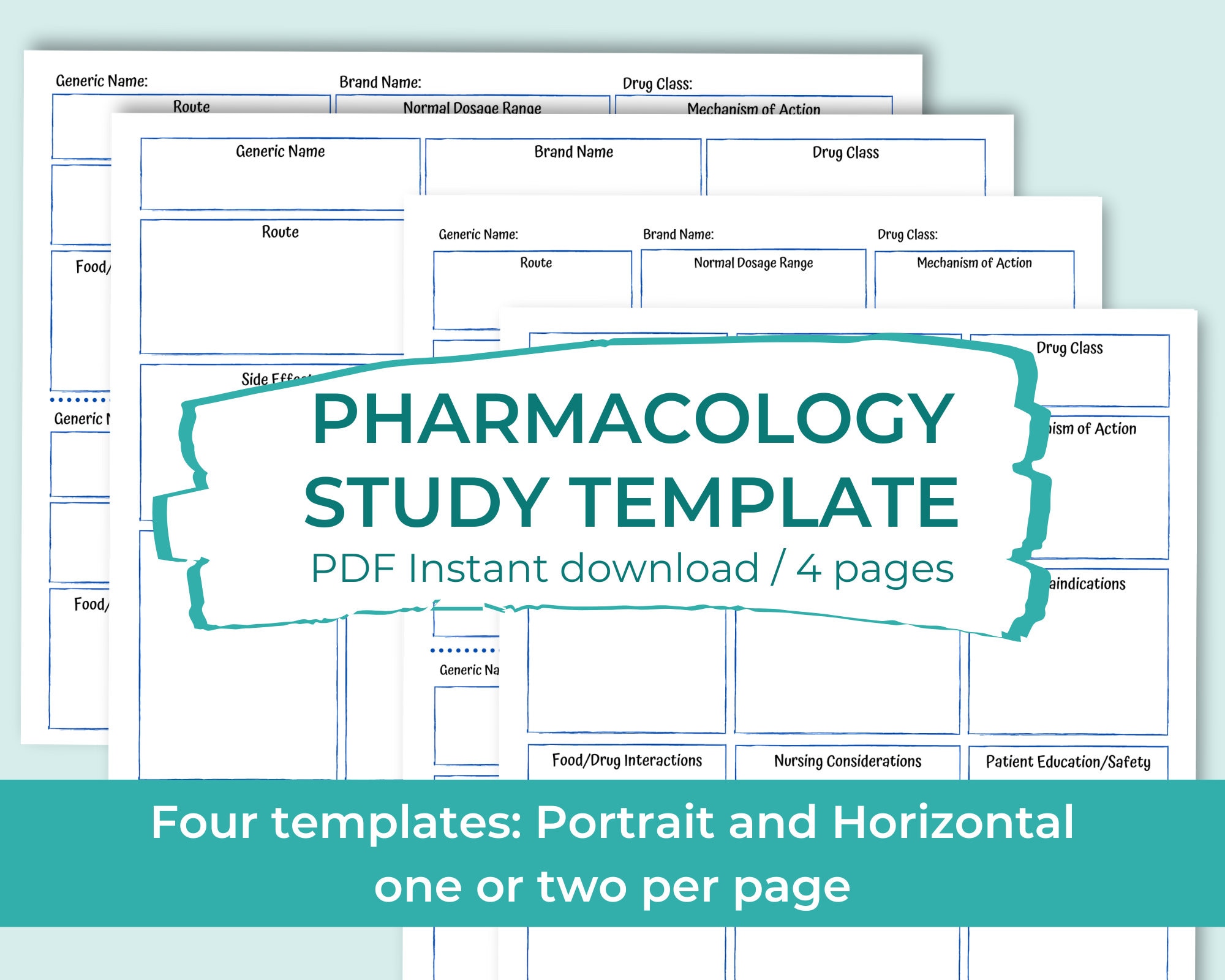 Pharmacology Study Template Nursing Student Template Drug Template ...