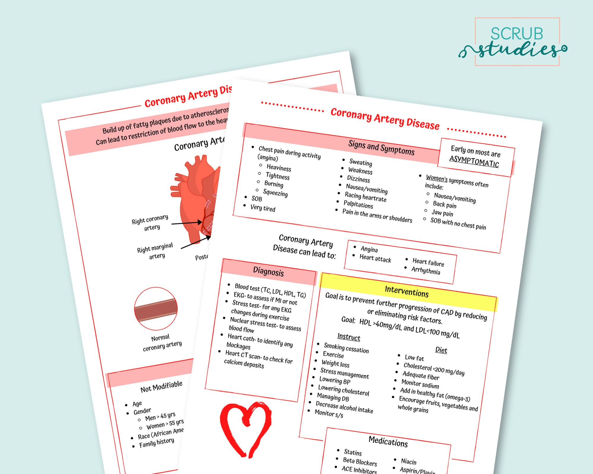 Coronary Artery Disease Study Guide Digital Download - Etsy