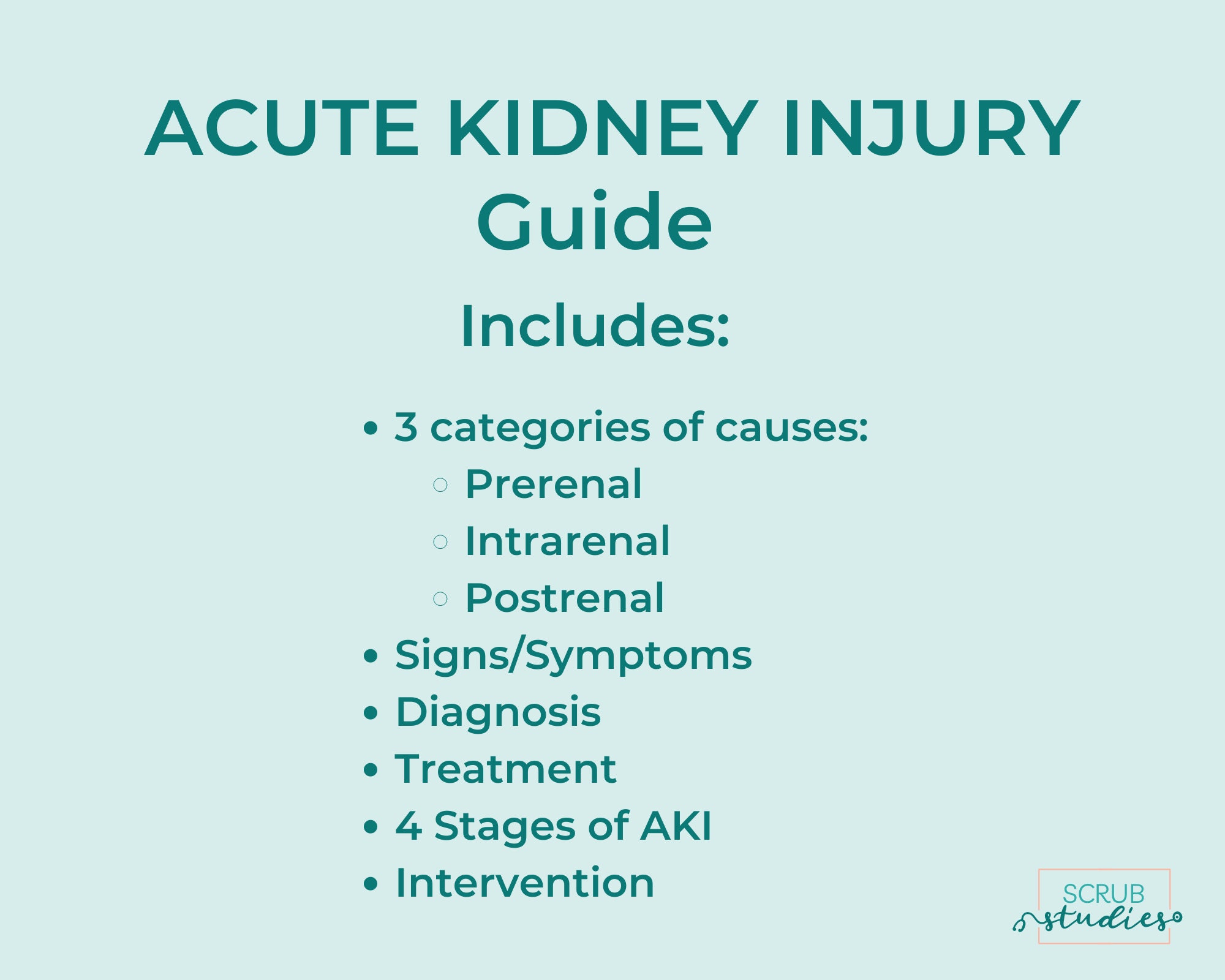 Acute Kidney Injury AKI Nursing Study Guide Digital - Etsy
