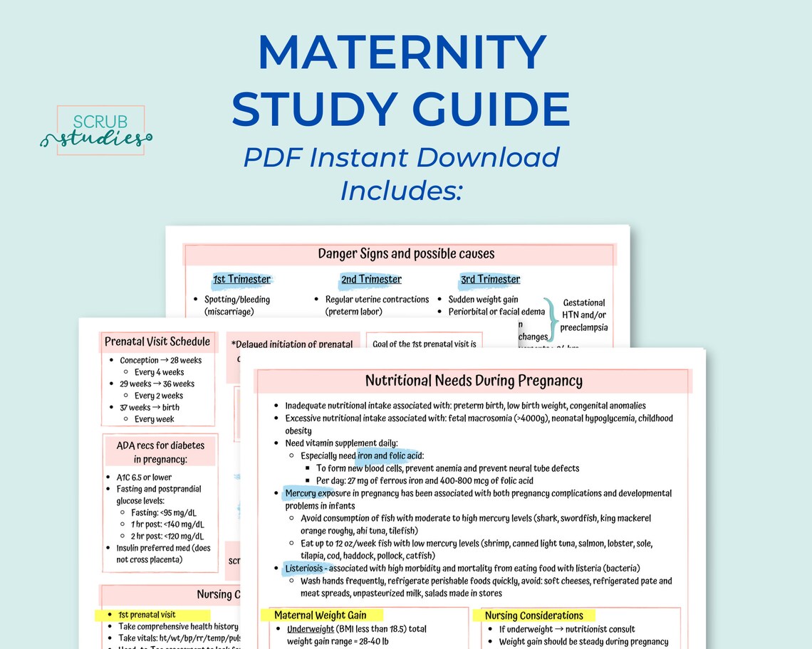 OB & Maternity Study Guide Nursing Student Study Guide - Etsy