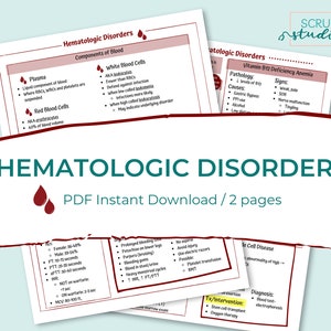 Hematologic Disorders Study Guide Hematology Nursing Study - Etsy