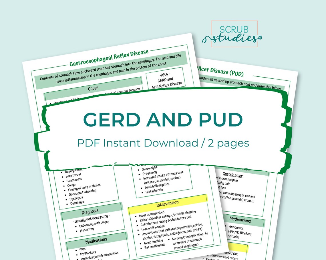 GERD and PUD Study Guide Gastroesophageal Reflux Disease Peptic Ulcer ...