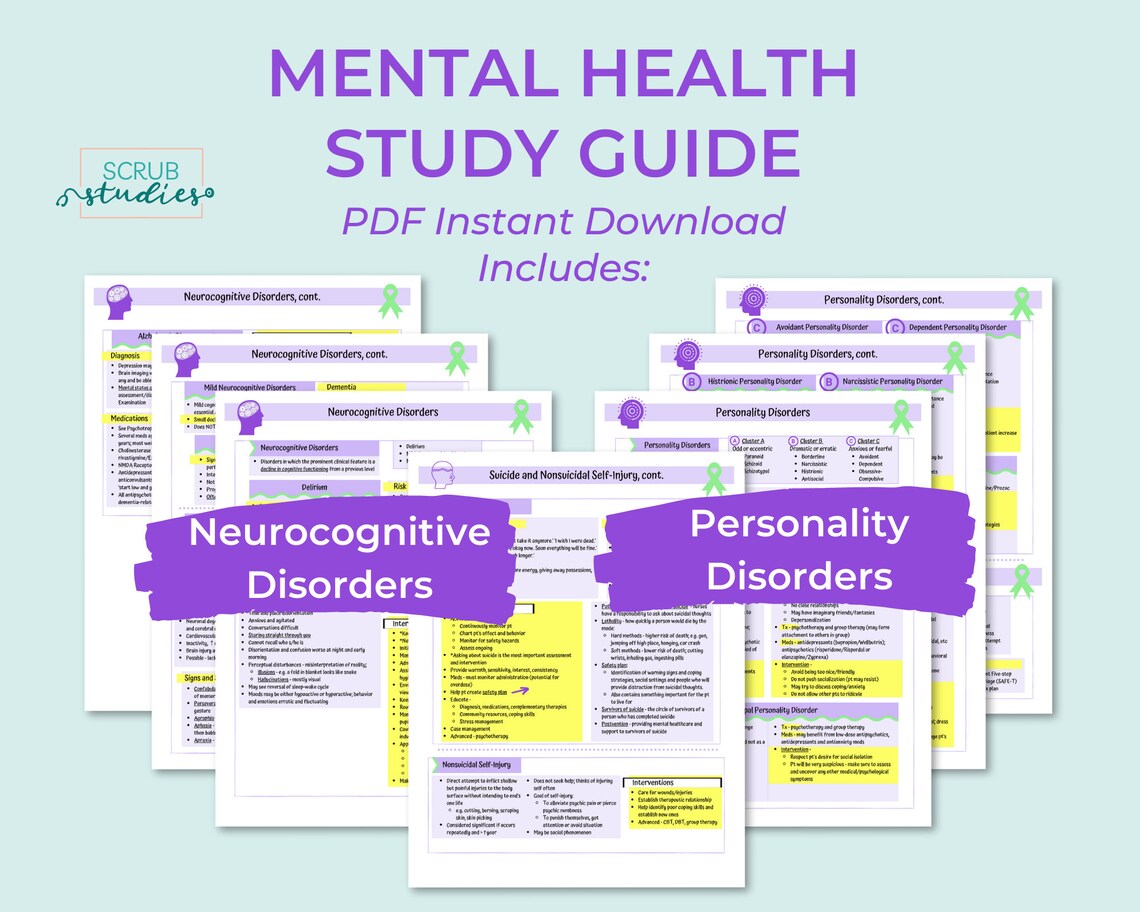 Psychiatric-mental Health Study Guide Nursing Student Study - Etsy