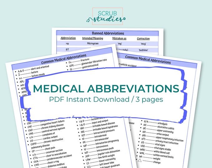 Nursing Abbreviations Document | Nursing School Cheatsheet | Reference ...