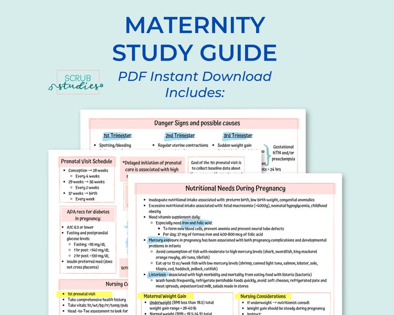 OB & Maternity Study Guide | Nursing Student Study Guide | Labor and ...