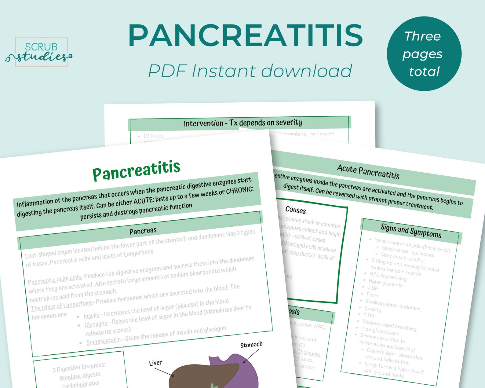 Pancreatitis Study Guide Nursing Study Guide Digital | Etsy