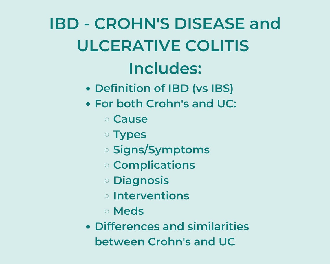 Inflammatory Bowel Disease Study Guide Crohn's Disease Ulcerative ...
