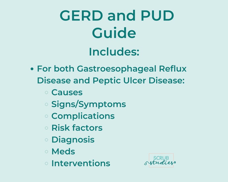 GERD and PUD Study Guide Gastroesophageal Reflux Disease Peptic Ulcer ...