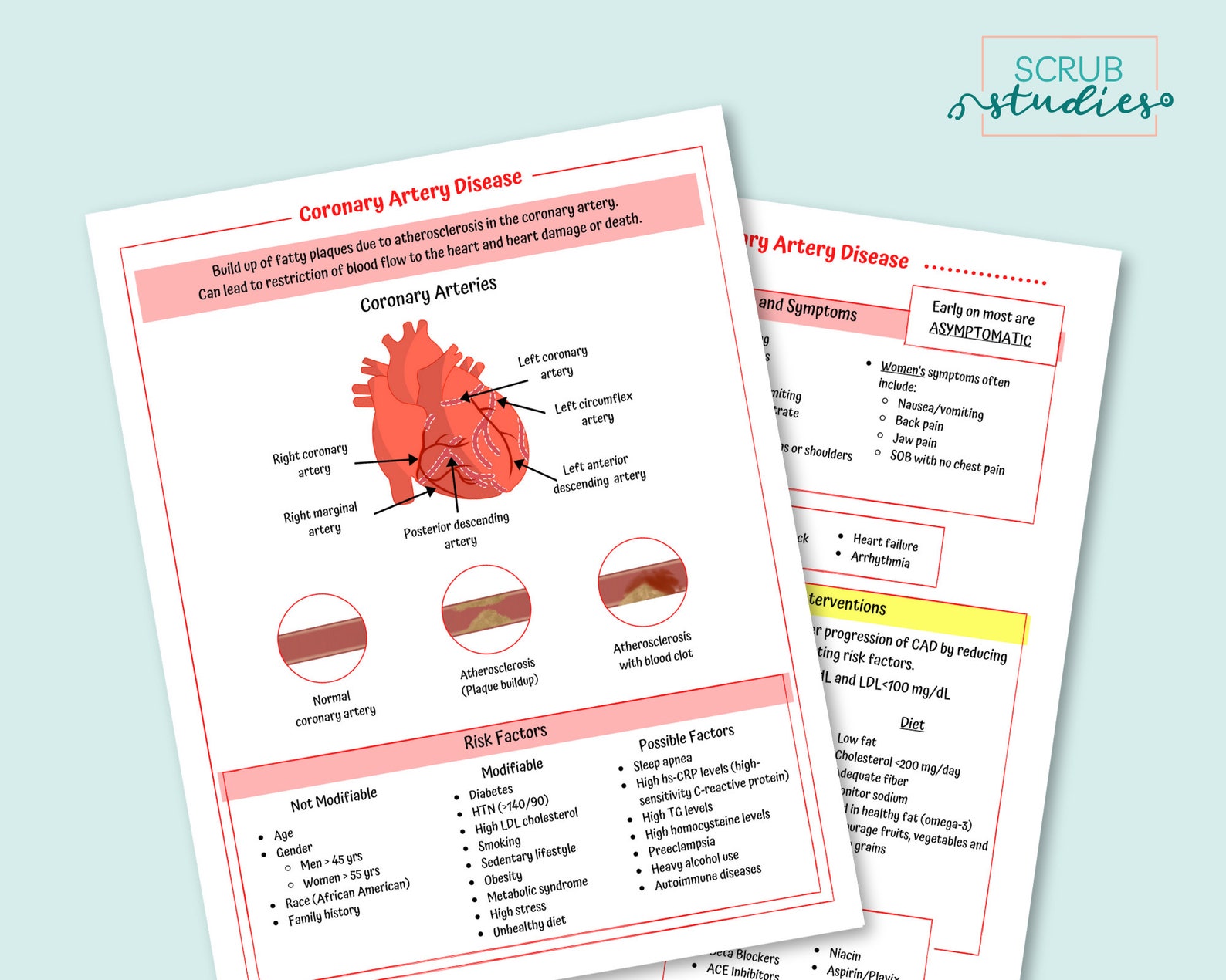 Coronary Artery Disease Study Guide Digital Download - Etsy