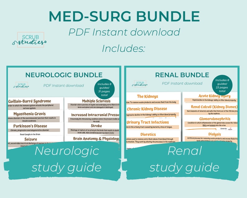 Med-surg Study Guide Bundle Medical-surgical Nursing Study - Etsy