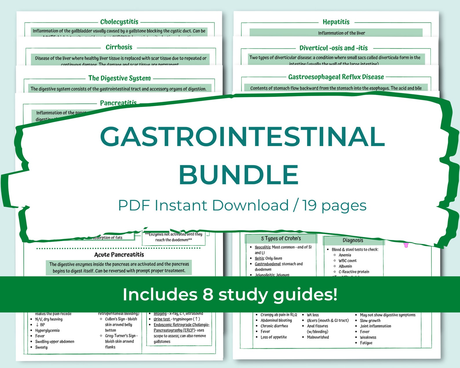 Gastrointestinal Bundle Nursing Study Guide GI Bundle - Etsy