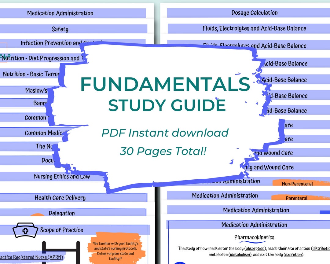 Fundamentals Study Guide | Nursing Student | Digital Download ...