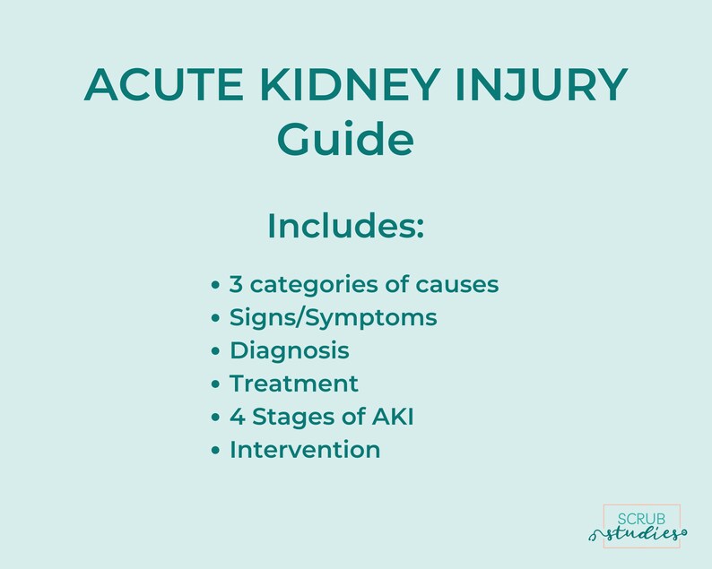 Acute Kidney Injury AKI Nursing Study Guide Digital | Etsy