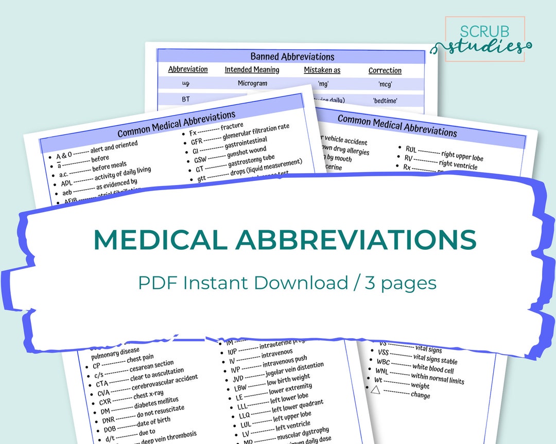 Medical Abbreviations Nursing Student Study Guides Nursing - Etsy