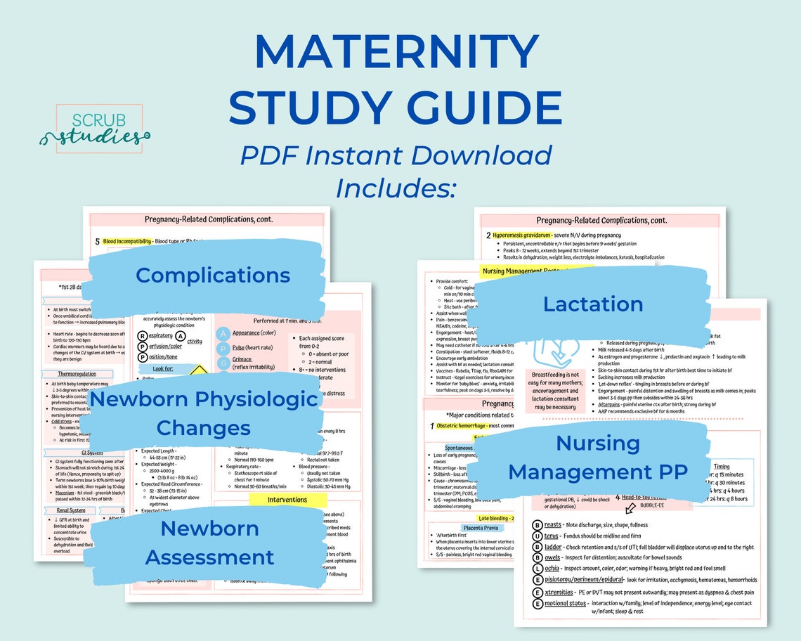Maternity and Pediatrics Study Guide Bundle Nursing Student - Etsy