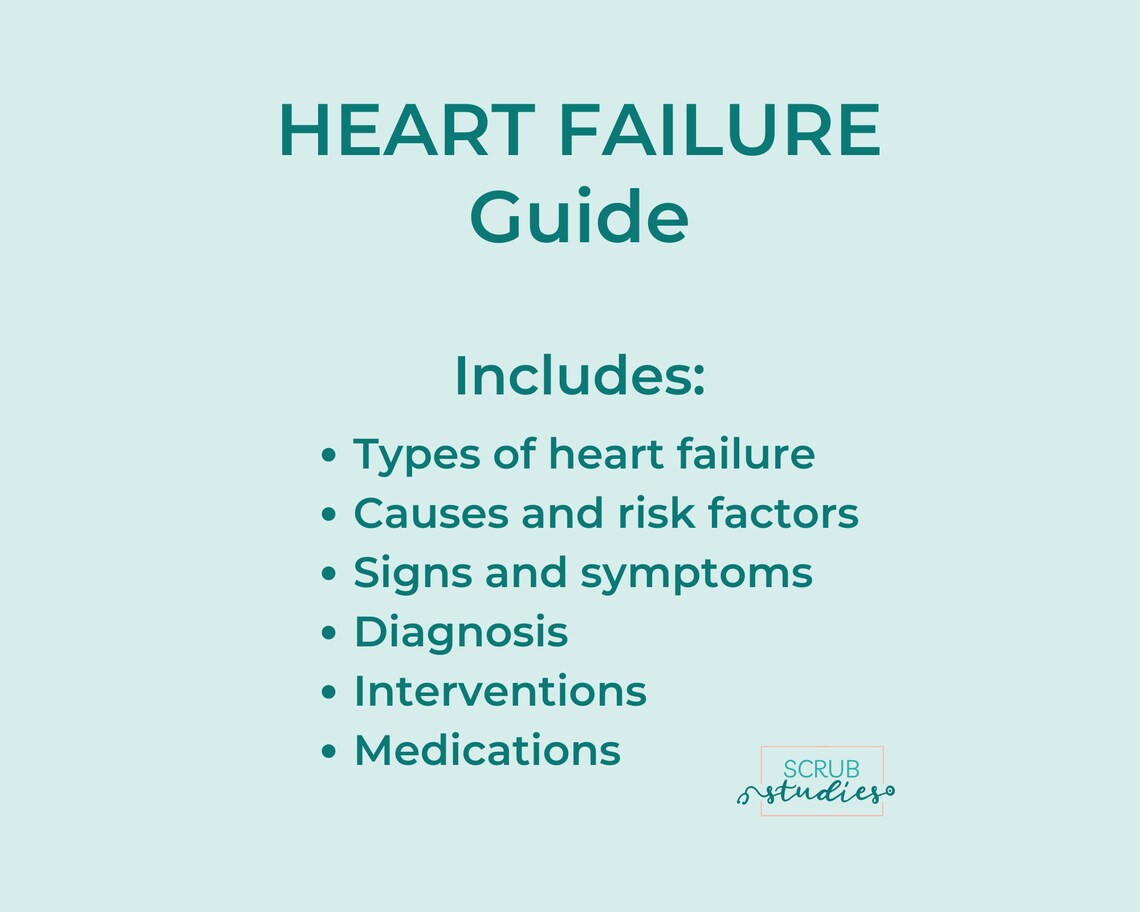 Heart Failure Study Guide | Digital Download | Nursing Study Guides ...