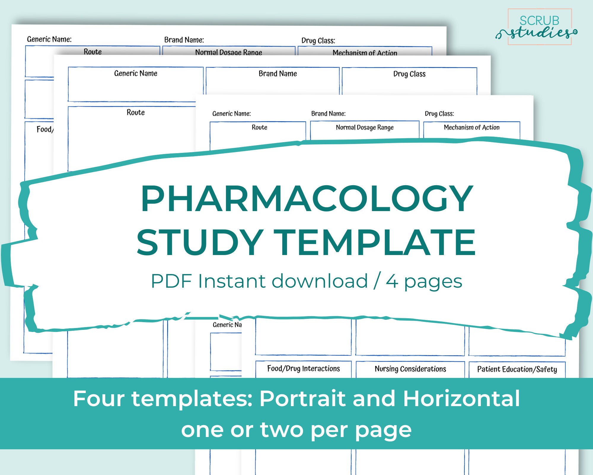 Pharmacology Study Template Nursing Student Template Drug - Etsy